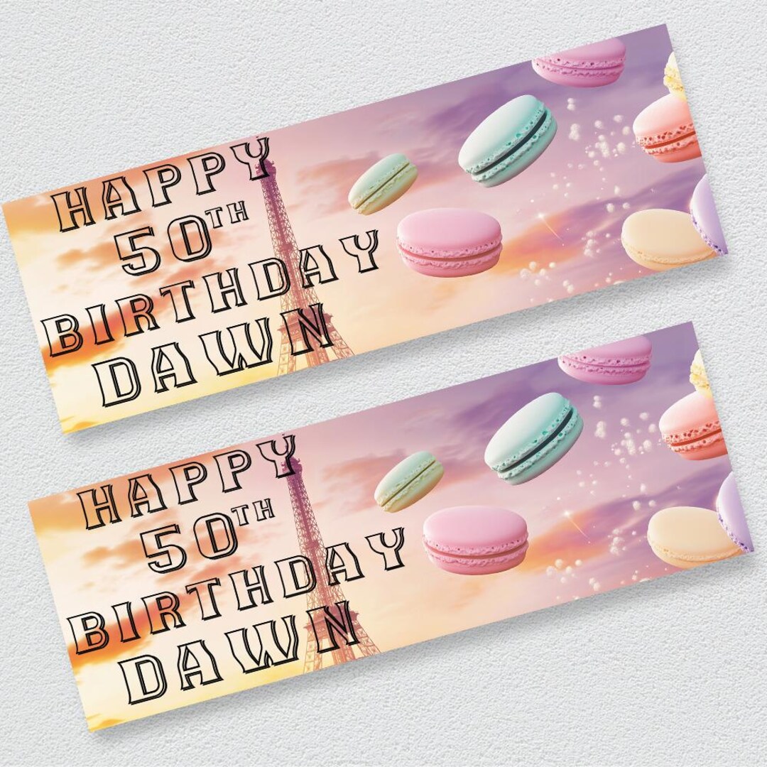 Personalised Paris Macaroons Birthday Banner | French Theme Party Décor ...