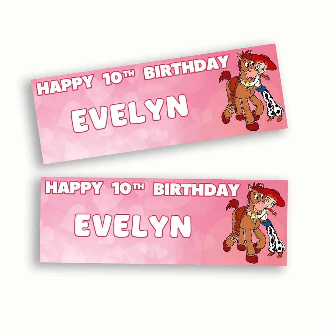Personalised Toy Story Birthday Banner | Jessie and Bullseye Party ...