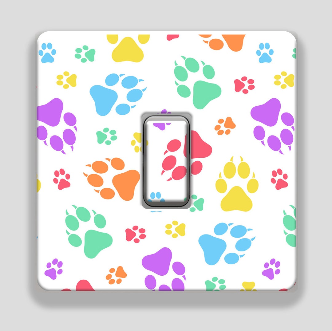 Puppy Dog Colourful Paw Prints Light Switch Sticker UK - Etsy