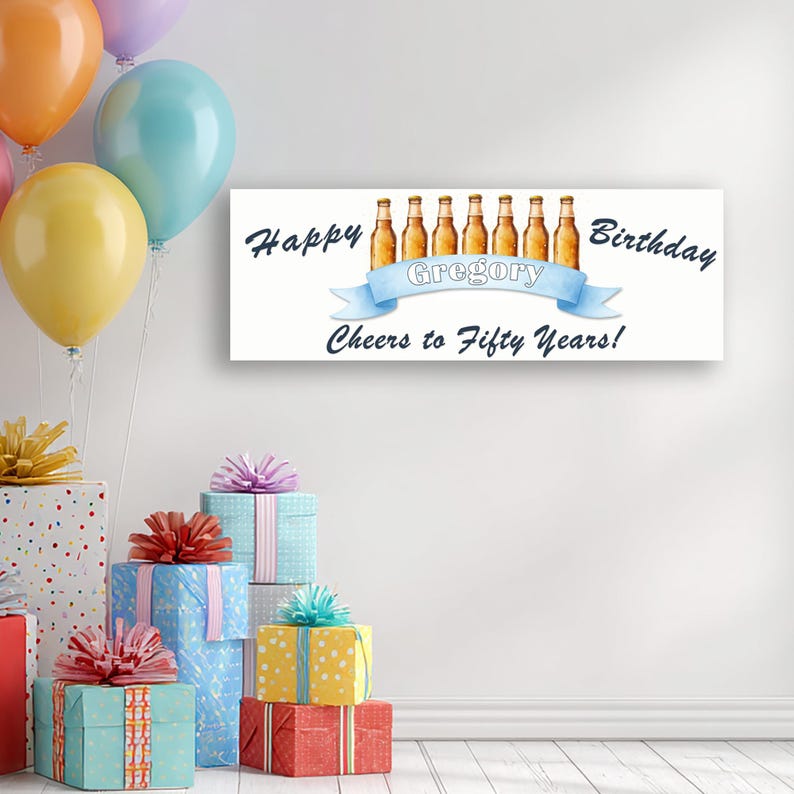 Personalised Beer Birthday Banner | Custom Name & Age Party Decor - Etsy