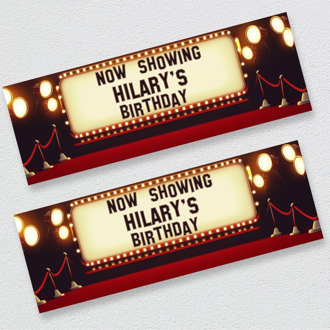 Personalised Hollywood Birthday Banner | Movie Theme Party Decoration ...