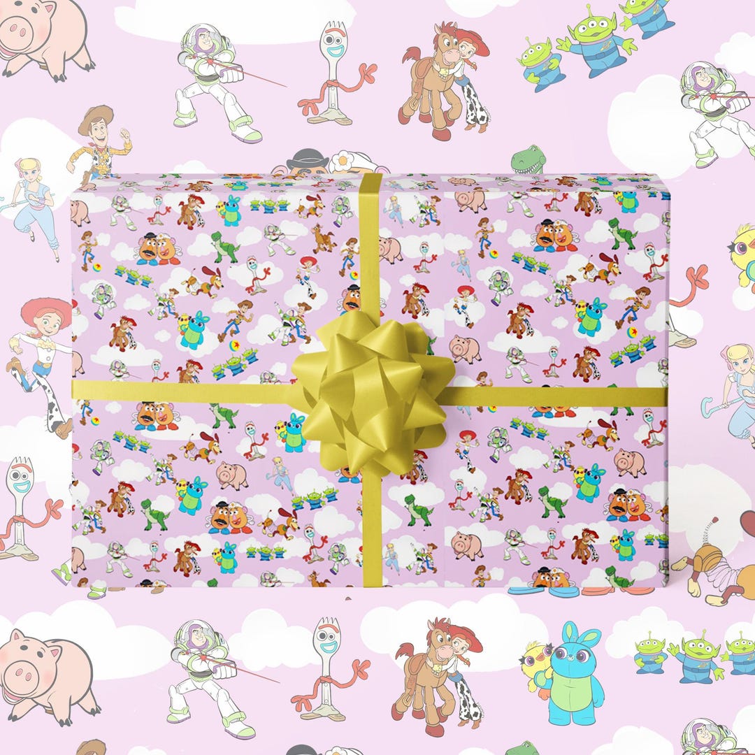 Pink Toy Story Friends Wrapping Paper | Fun Cartoon Kids Gift Wrap for ...