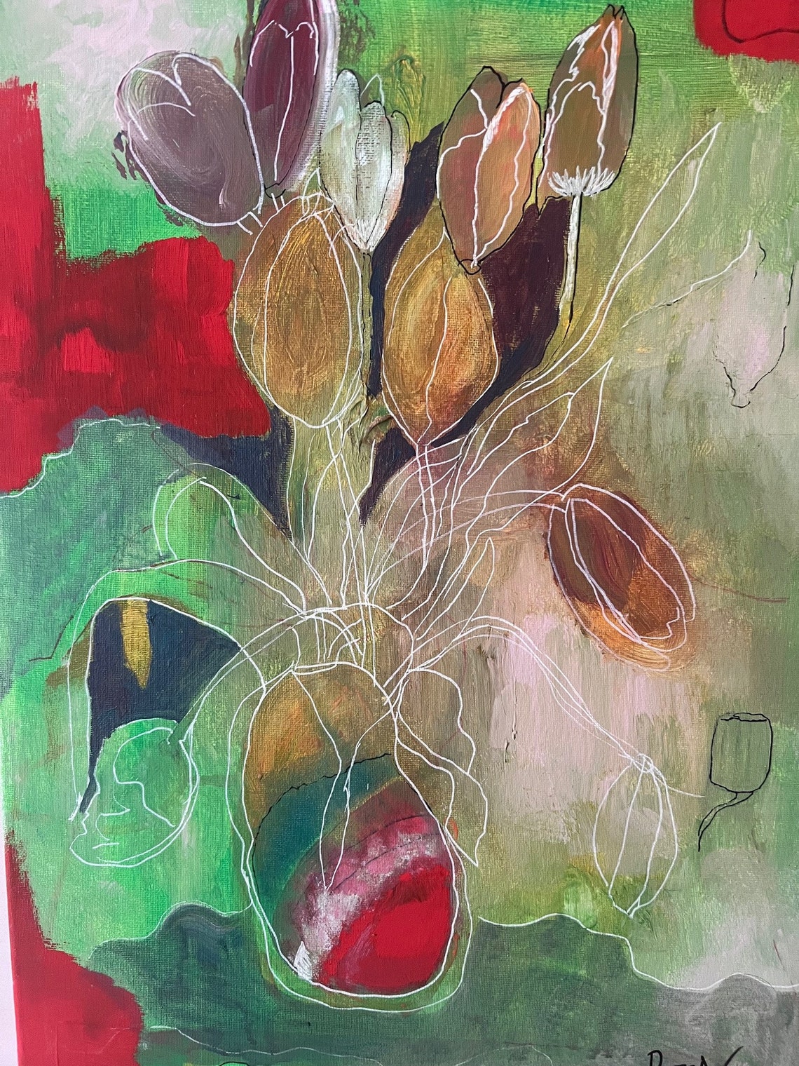 Tulips in a Hidden Vase, Floral Abstraction, Colours of the Garden ...