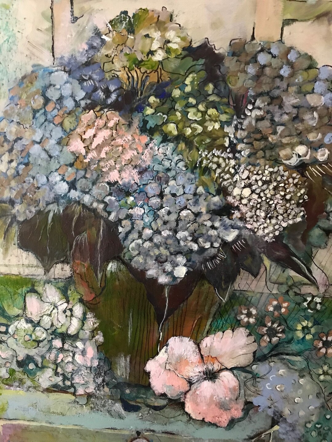 A Pot of Beautiful Hydrangeas in Summer Colours, Bloomsbury Style ...