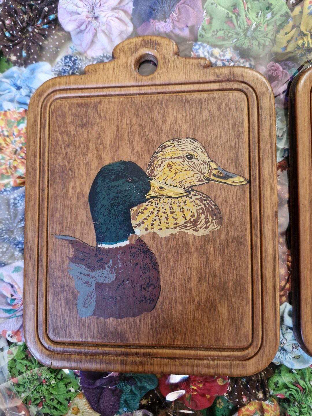 Vtg Wood Plaque With Printed Mallard Ducks. Approx 5x7 - Etsy