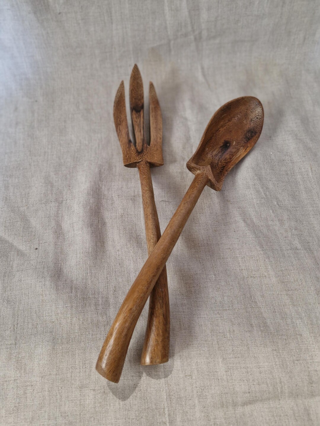 Vtg 1950's Monkey Pod Serving Spoon/fork - Etsy