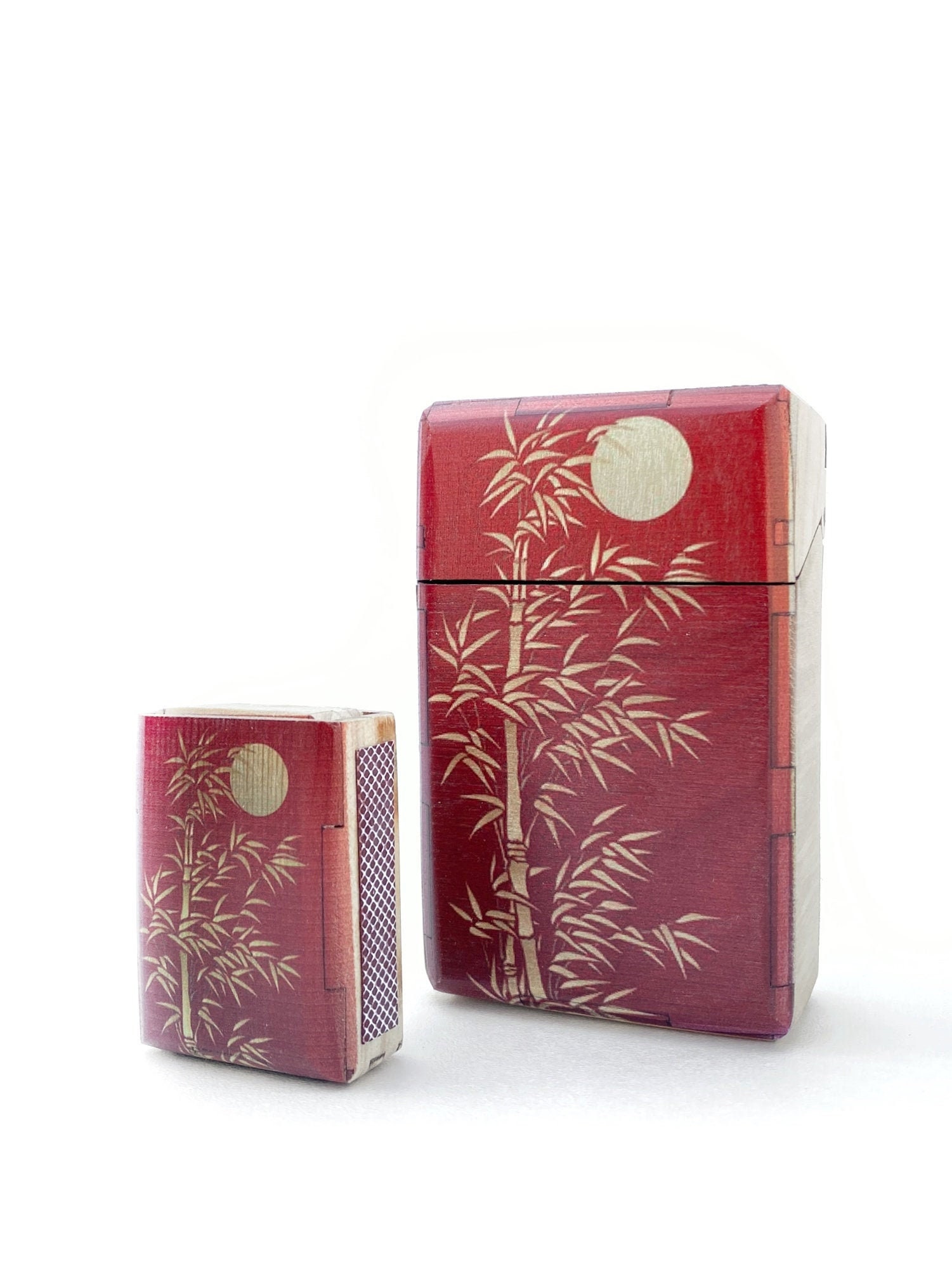 Retro Cigaret Case Red Cigarette Box & Match Box - Etsy