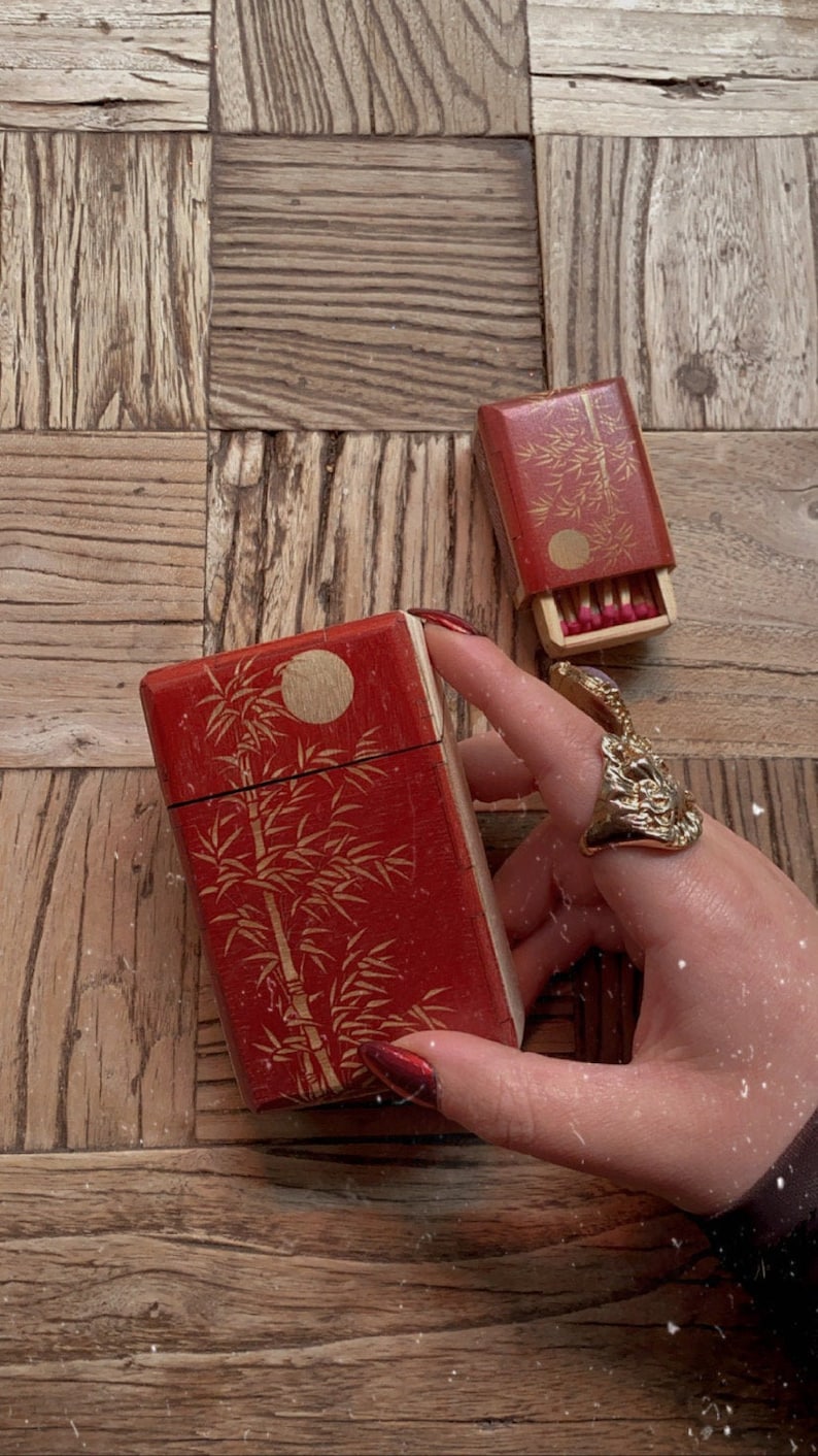 Retro Cigaret Case Red Cigarette Box & Match Box | Etsy