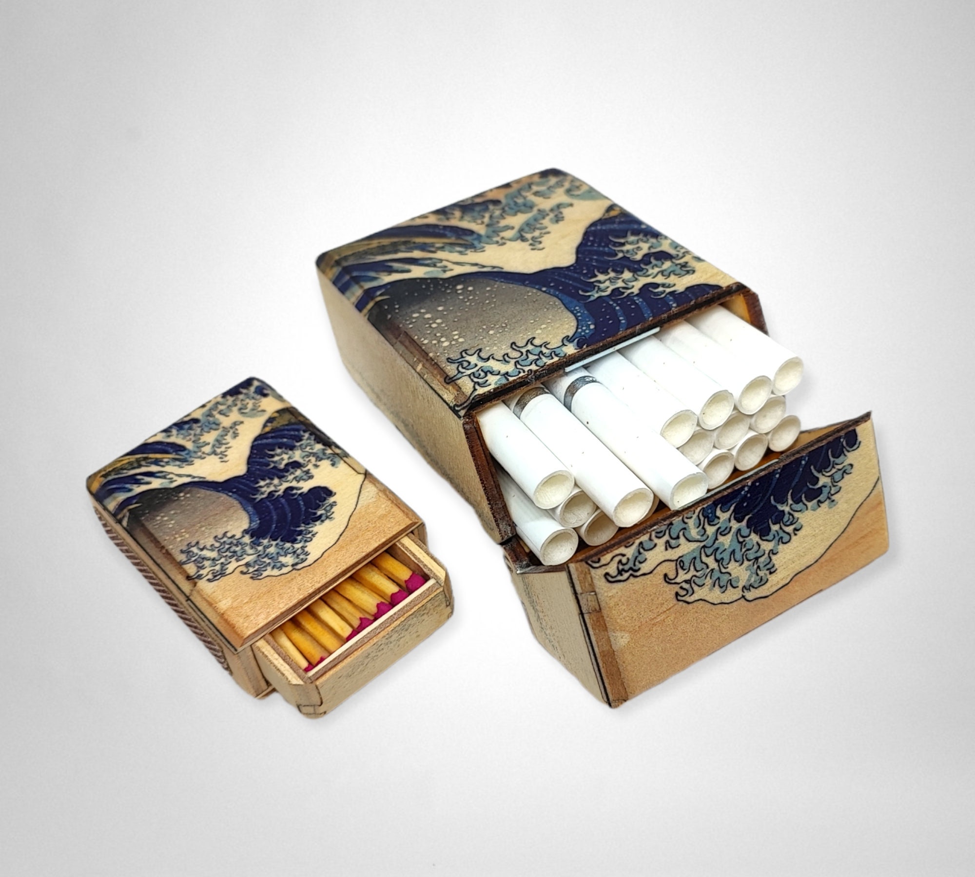 Cigarette Case With Matchbox Cigarette Box for 20 Cigarette - Etsy