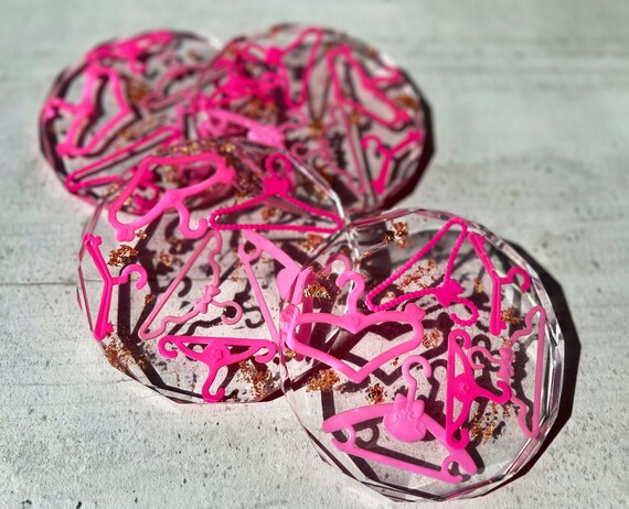 Diamond Edge Pink Resin Barbie Coasters | Etsy