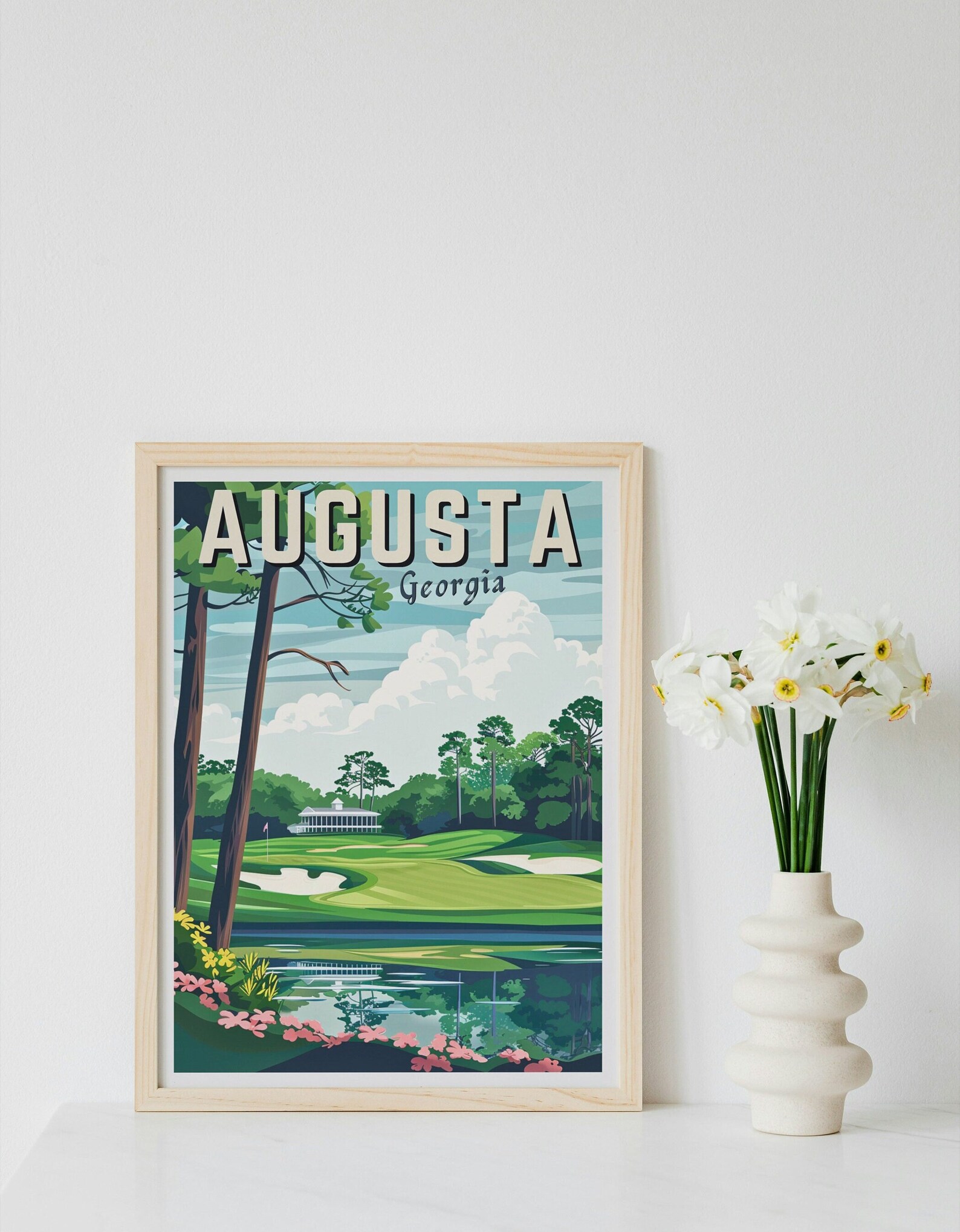 Augusta Georgia Golf Wall Art, Golf Minimalist Travel Poster - Retro ...