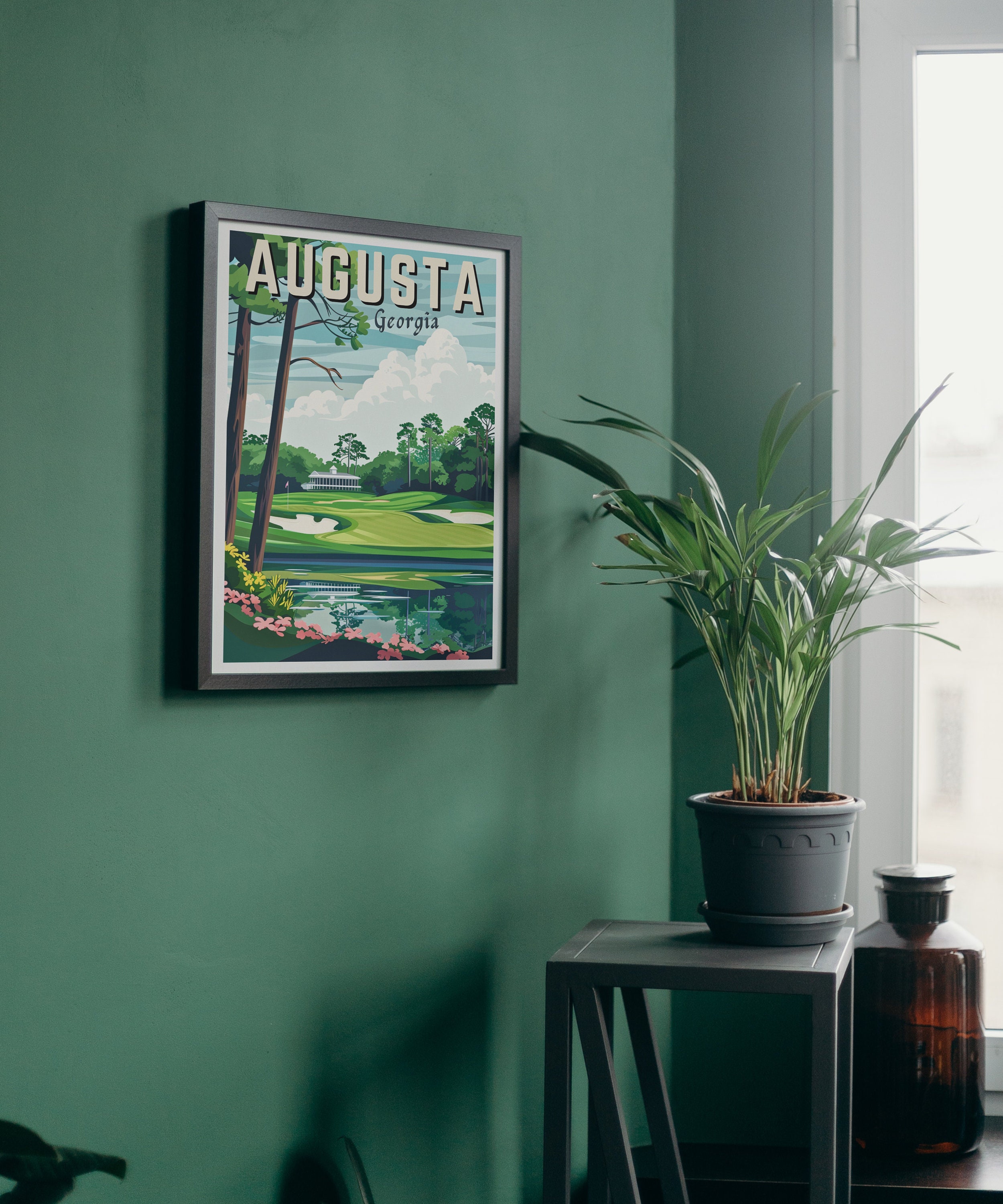 Augusta Georgia Golf Wall Art, Golf Minimalist Travel Poster - Retro ...