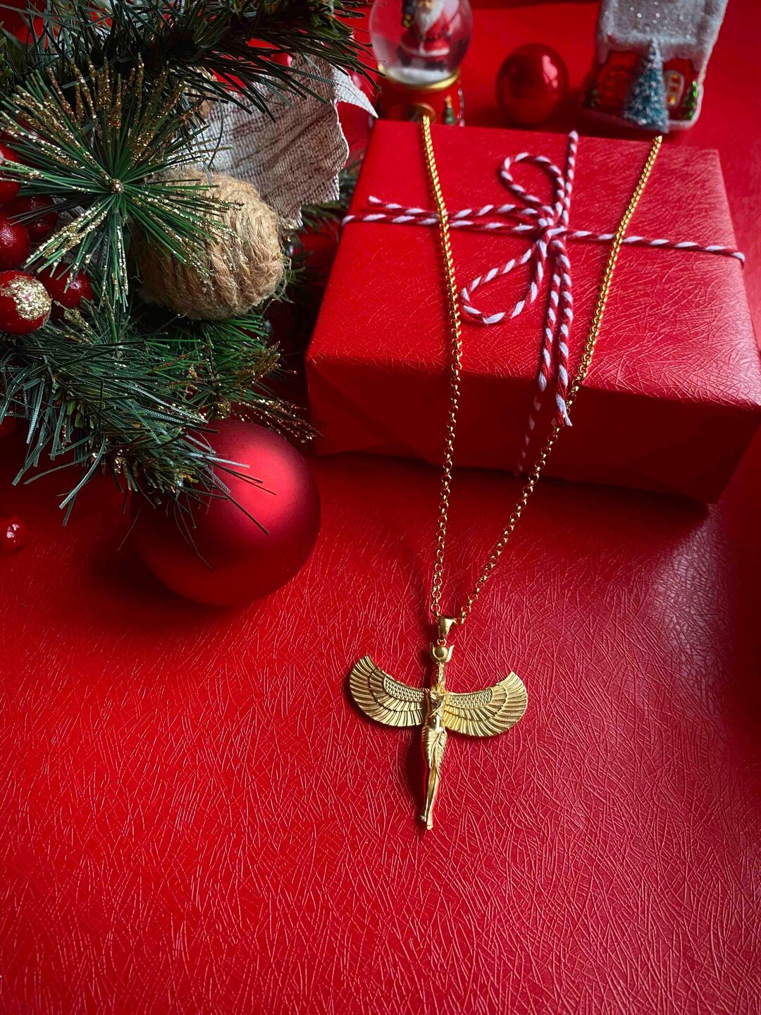 Gold Goddess Isis Jewelry, Handcrafted Egyptian Art Necklace, Ancient ...