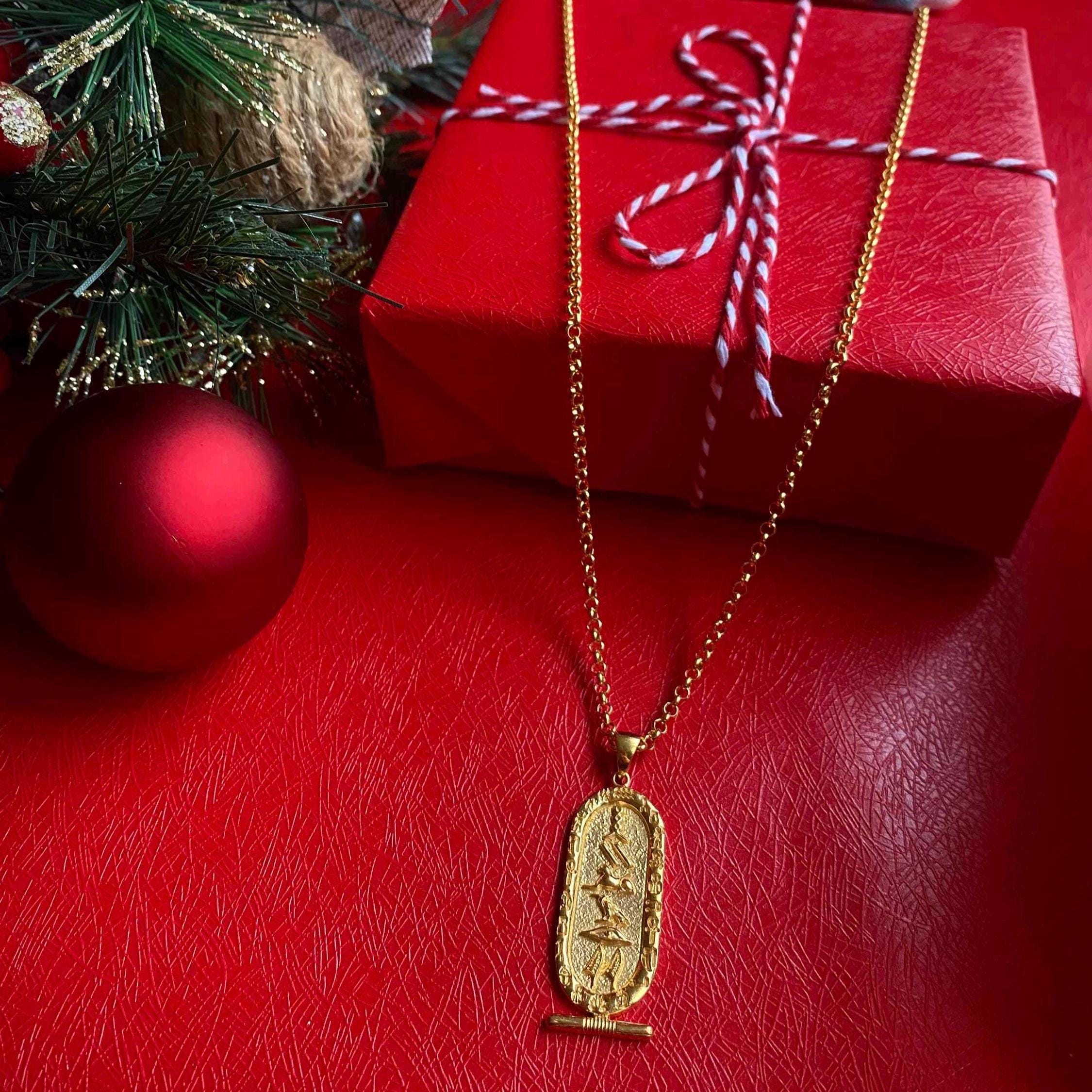 Gold Filled Egyptian Cartouche Necklace: Tablet Pendant With Ancient ...