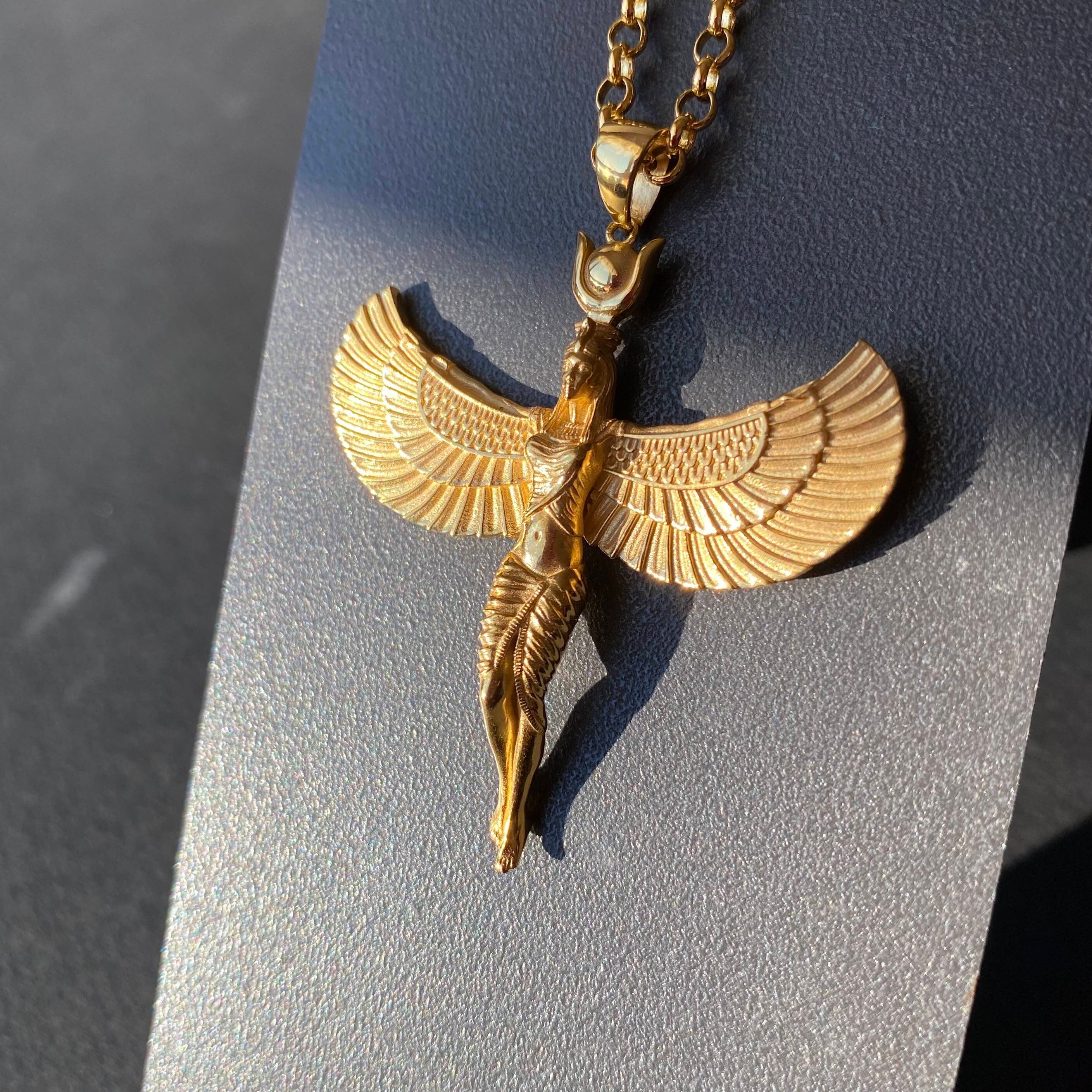 Gold Goddess Isis Jewelry Handcrafted Egyptian Art Necklace - Etsy