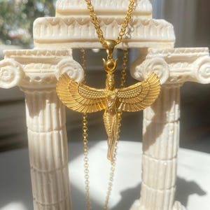Gold Goddess Isis Jewelry, Handcrafted Egyptian Art Necklace, Ancient ...