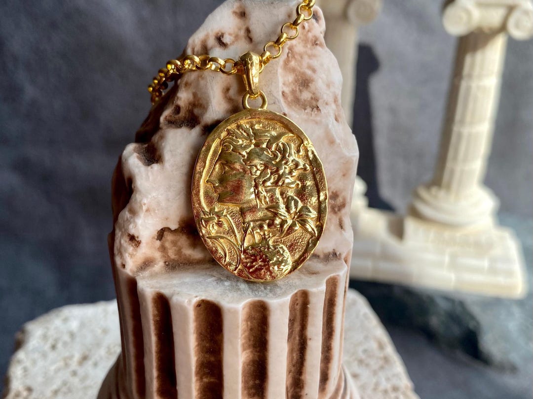 Gold Filled Persephone Coin Necklace, Ancient Greek Goddess Pendant ...