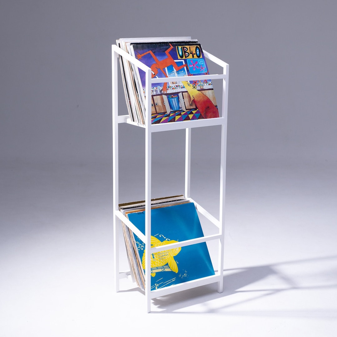 Vinyl Holder Tower // Holds up to 100 LP // White Metal Rack - Etsy