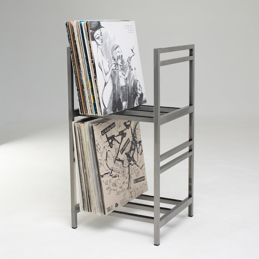Vinyl Holder Qube 2 // Holds up to 180 LP // Silver Metal Rack - Etsy