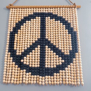 Peace Sign Wood Bead Wall Hanging / Eclectic Boho Peace Sign Decor - Etsy