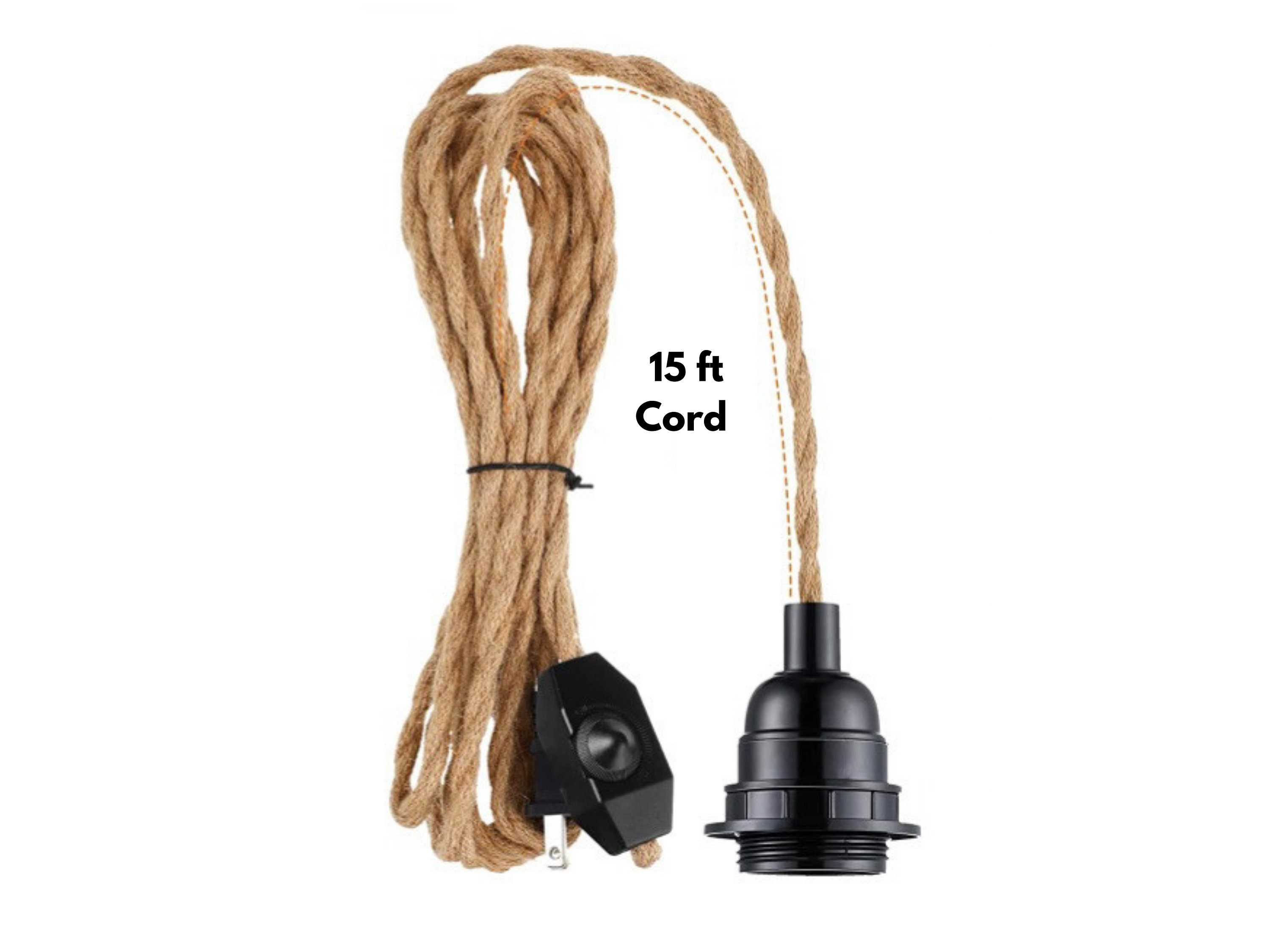 Hemp Rope Pendant Plug-in Light Cord With Dimmer Switch - Etsy
