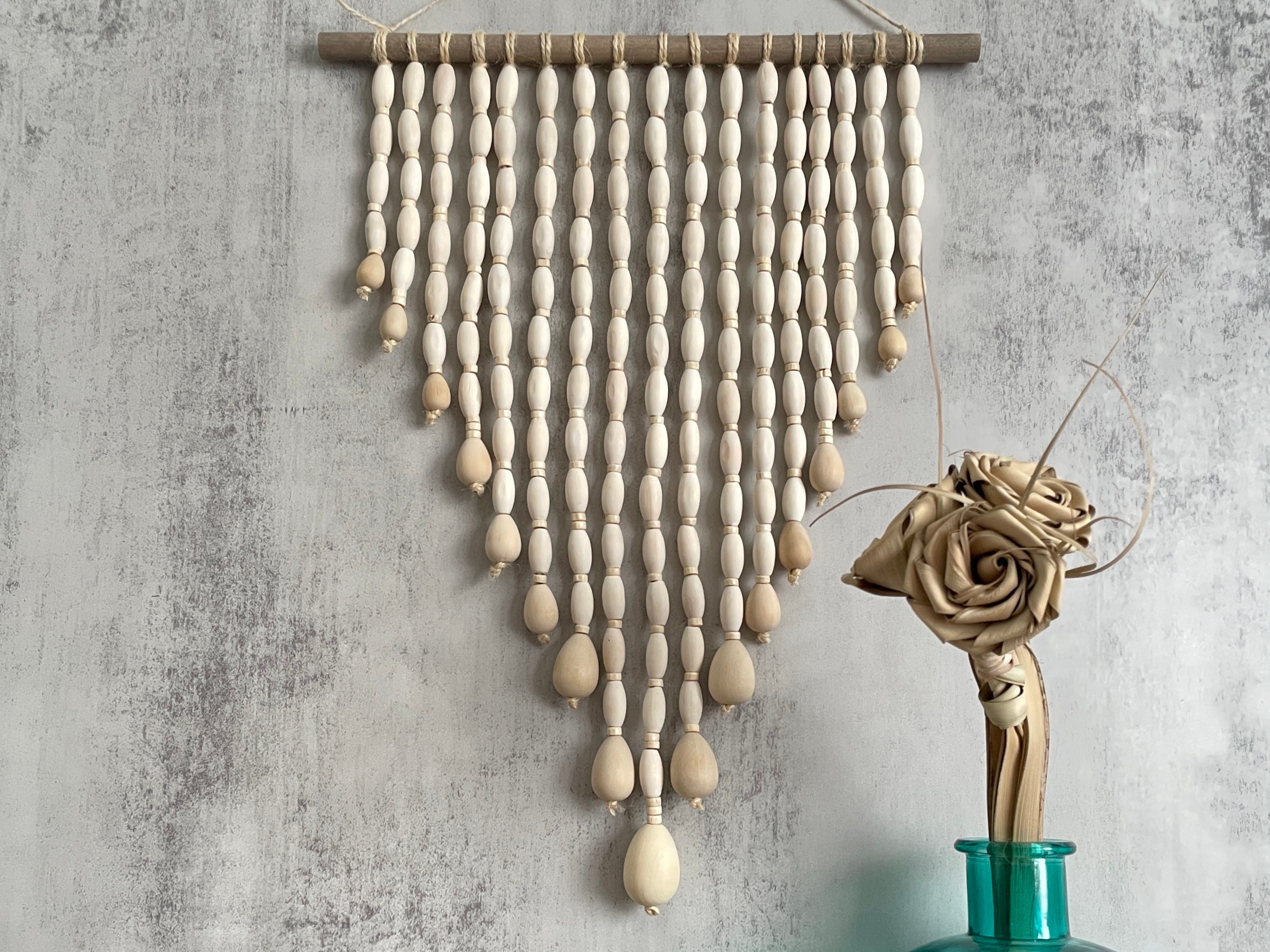 Natural Beaded Tapestry Wood Wall Decor - Etsy