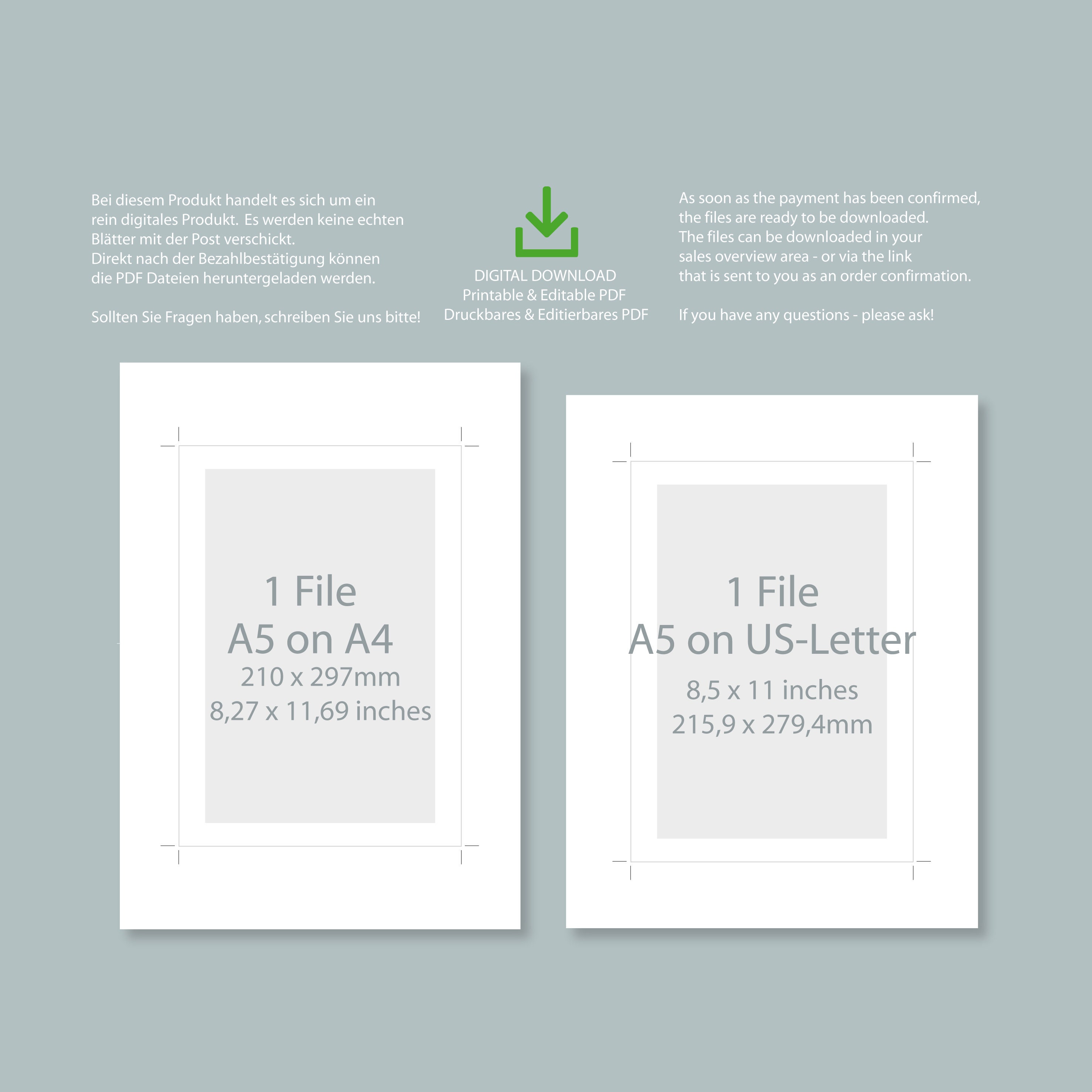 Unlined Paper Colored Borders A5 Printable and Editable PDF | Etsy