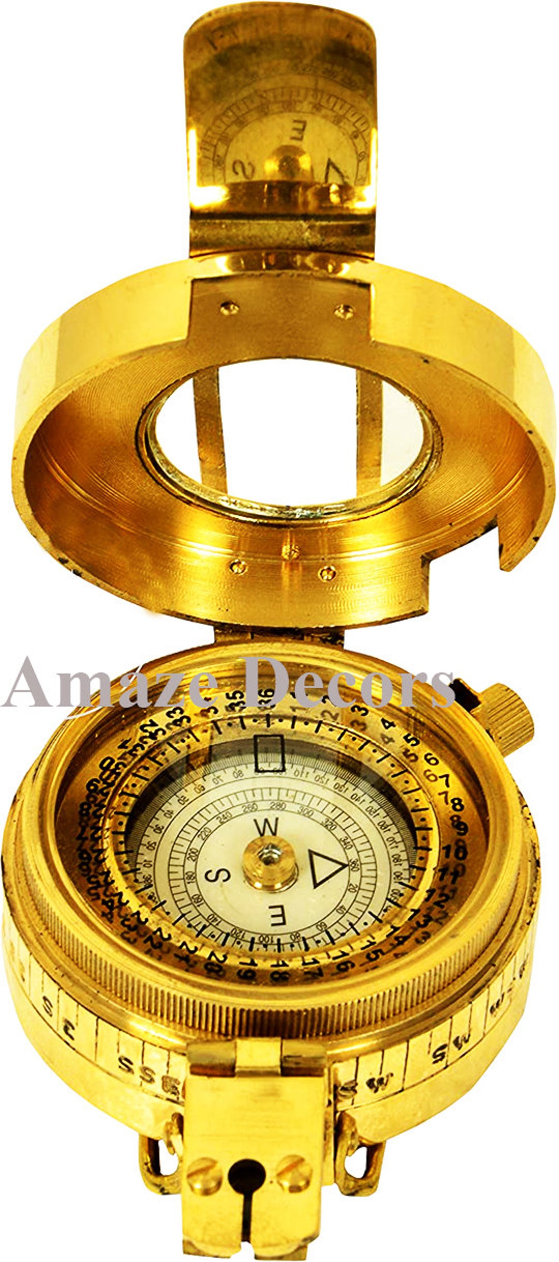 Vintage brass Military compass shinny brass finish vintage | Etsy