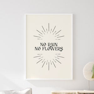 Quote 'no Rain, No Flowers' Poster | DIGITAL Retro Manifestation ...