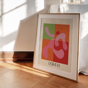 Funky Lover Poster | PRINTABLE Digital Wall Art | Colorful Red, Orange ...