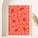Bright Orange Flower Boho Poster | PRINTABLE Funky, Tropical Wall Art ...