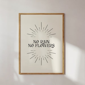 Quote 'no Rain, No Flowers' Poster | DIGITAL Retro Manifestation ...