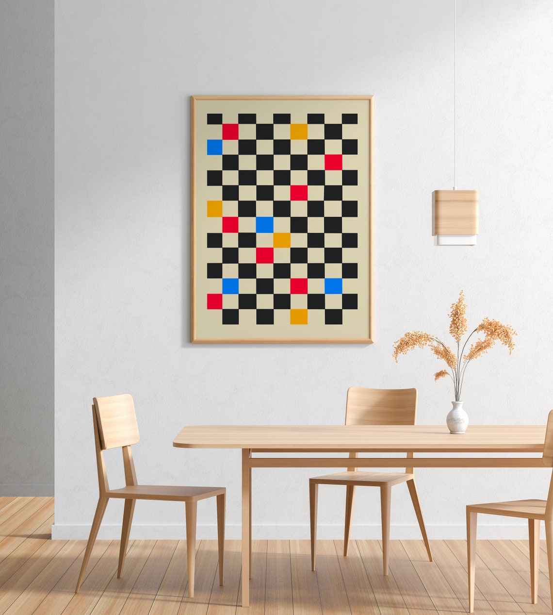 Primary Color Checkered Wall Art Geometric Minimalist Poster - Etsy