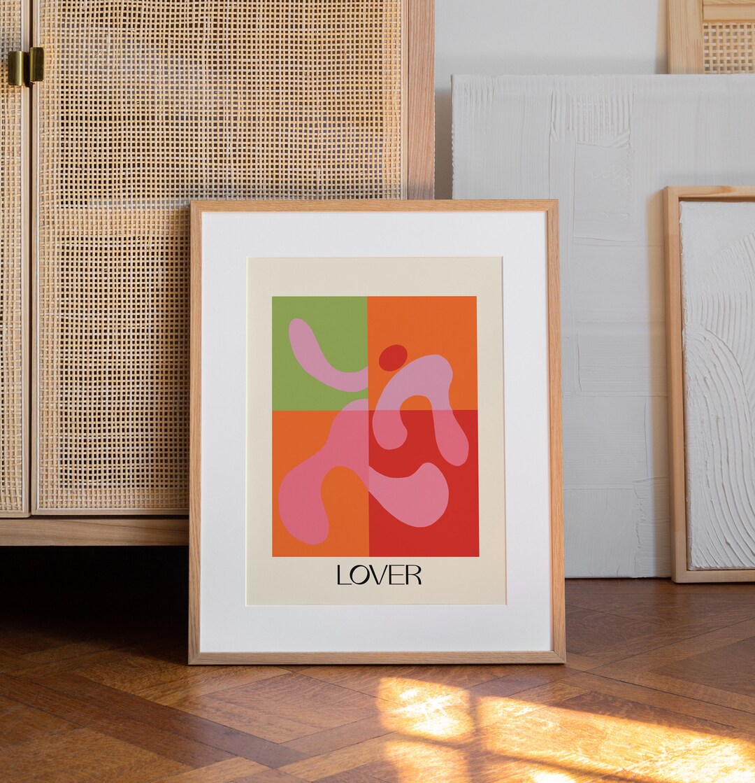 Funky Lover Poster | PRINTABLE Digital Wall Art | Colorful Red, Orange ...