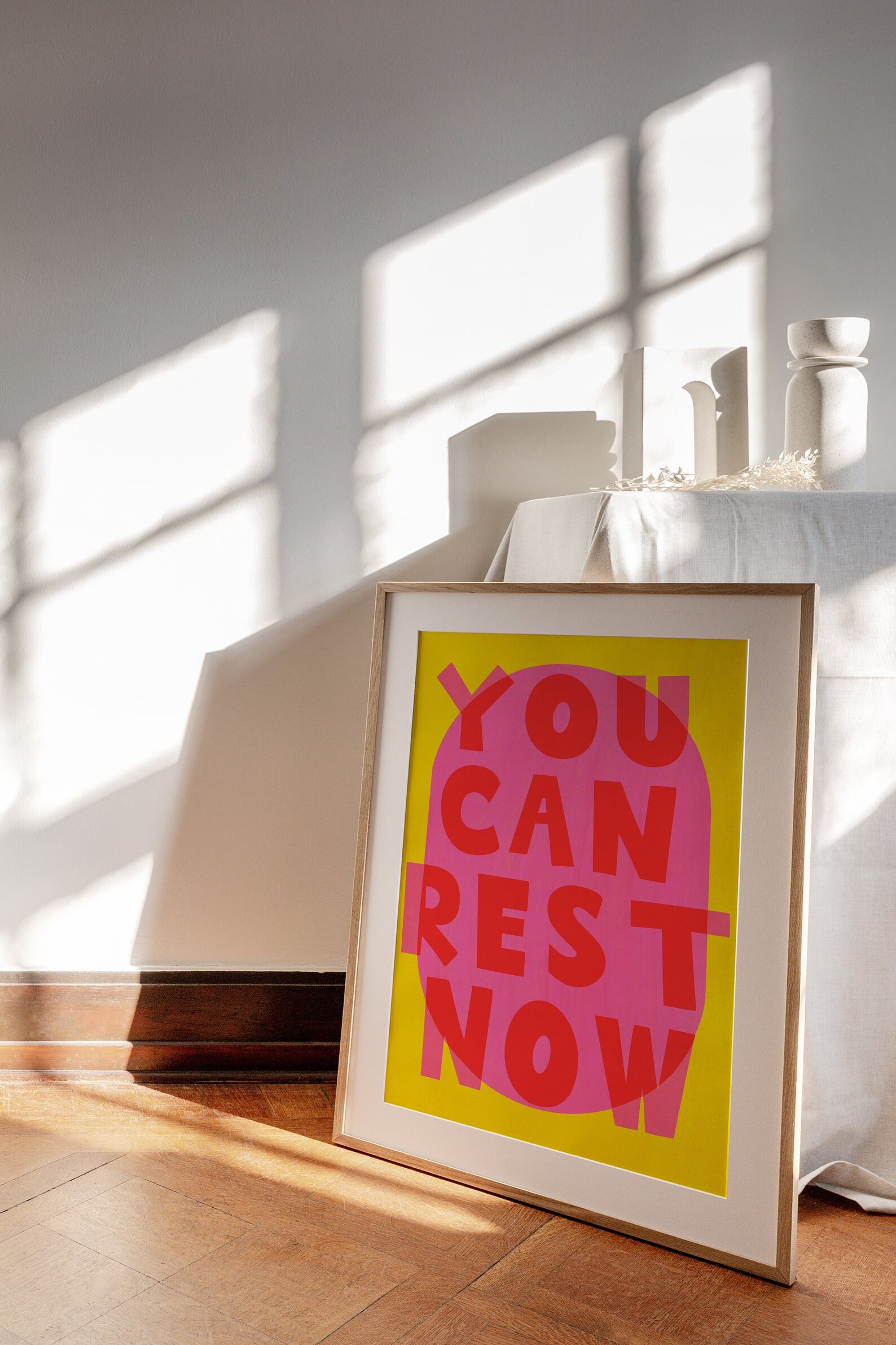 Vivid Pink 'you Can Rest Now' Typography Poster, Eclectic Decor ...