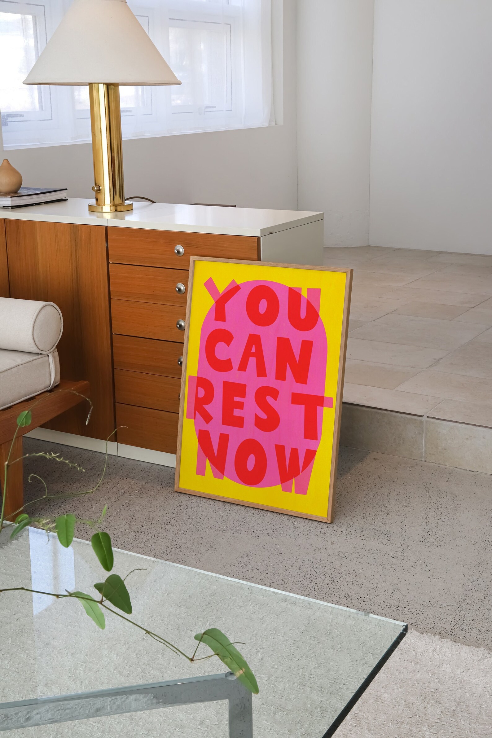 Vivid Pink 'you Can Rest Now' Typography Poster, Eclectic Decor ...