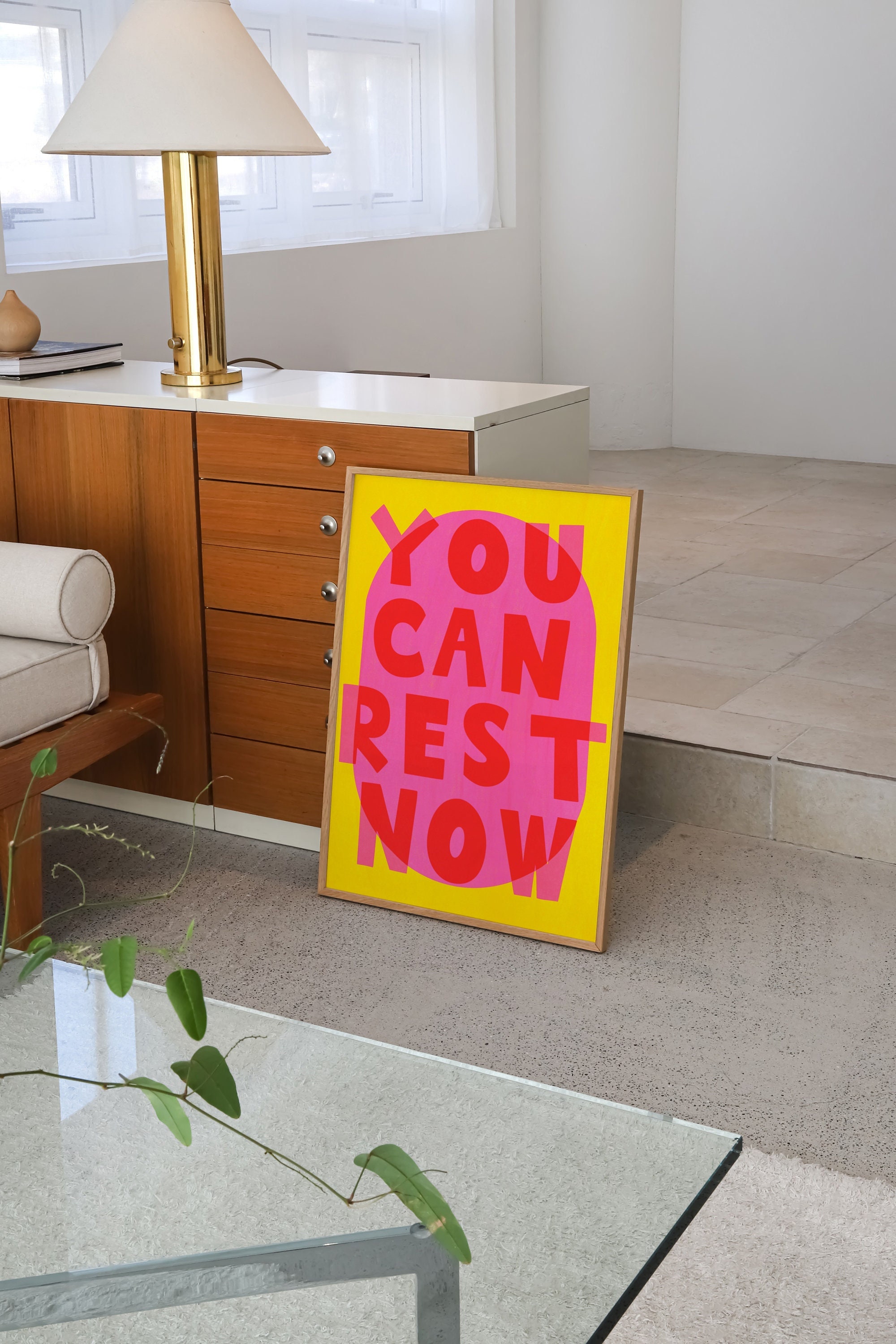 Vivid Pink 'you Can Rest Now' Typography Poster, Eclectic Decor ...