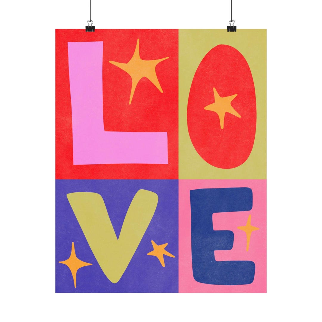 Maximalist Colorful Love Poster 20x30, 12x18, 16x24, 11x14 Home Decor ...