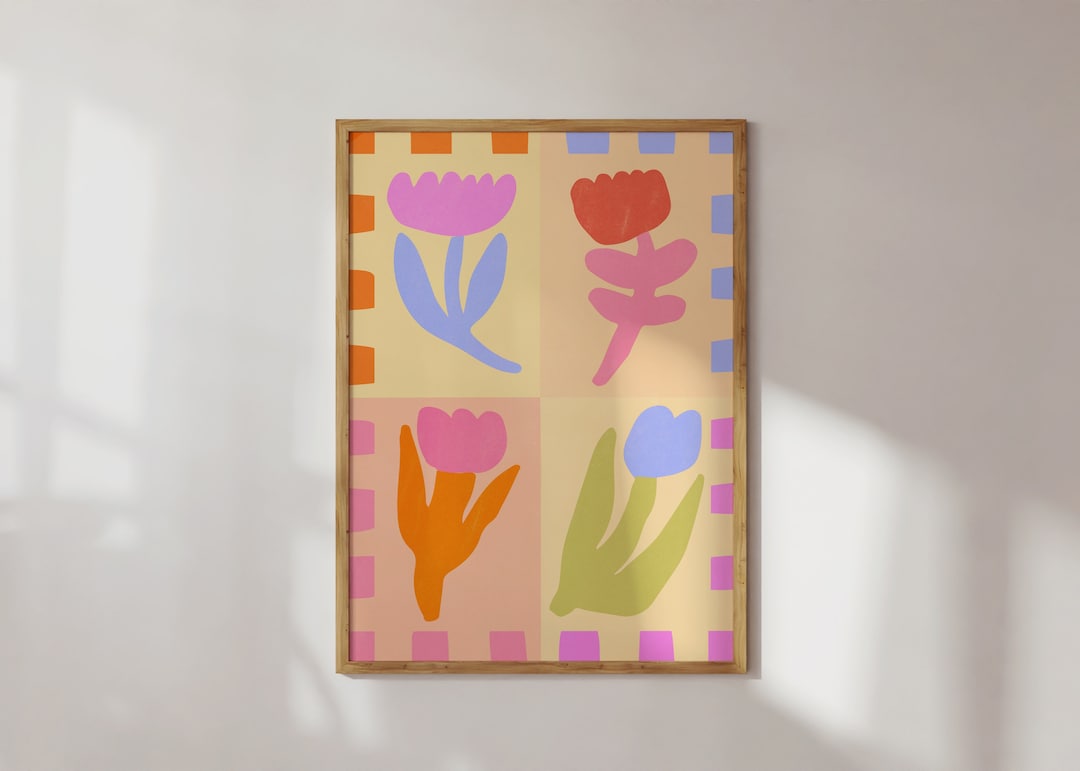Scandinavian, Colorful Flower Art Print | Poster (20x30, 12x18, 16x24 ...