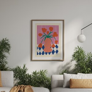 Tulips Vase Painting Poster | PRINTABLE Wall Art | Pink Minimalist ...