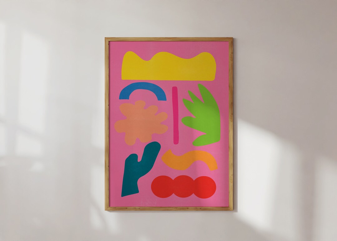Pastel Pink Shapes Poster | DIGITAL Print, Funky, Colorful Abstract ...