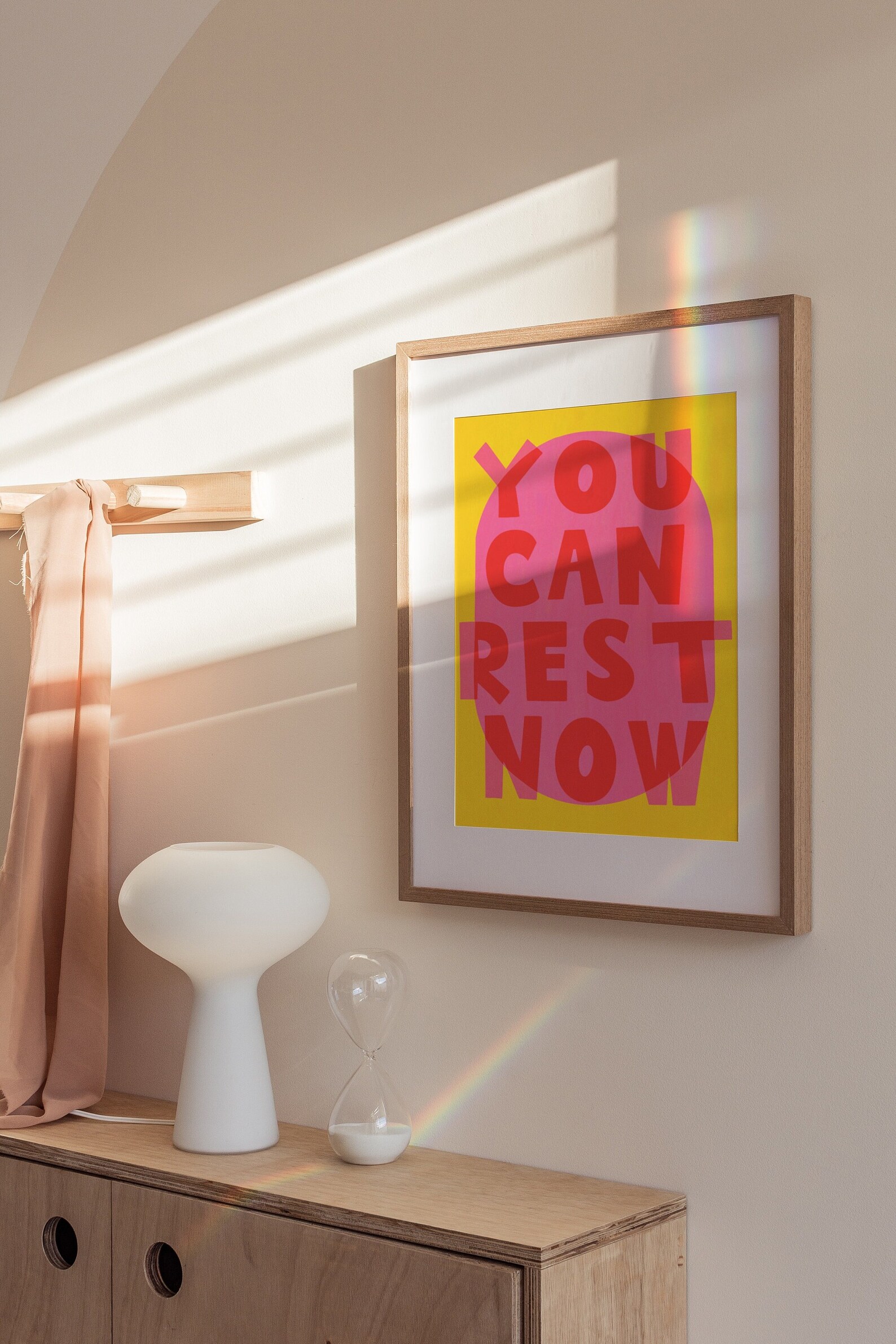 Vivid Pink 'you Can Rest Now' Typography Poster, Eclectic Decor ...