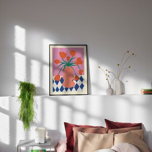 Tulips Vase Painting Poster | PRINTABLE Wall Art | Pink Minimalist ...