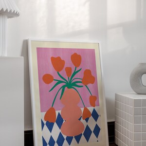 Tulips Vase Painting Poster | PRINTABLE Wall Art | Pink Minimalist ...