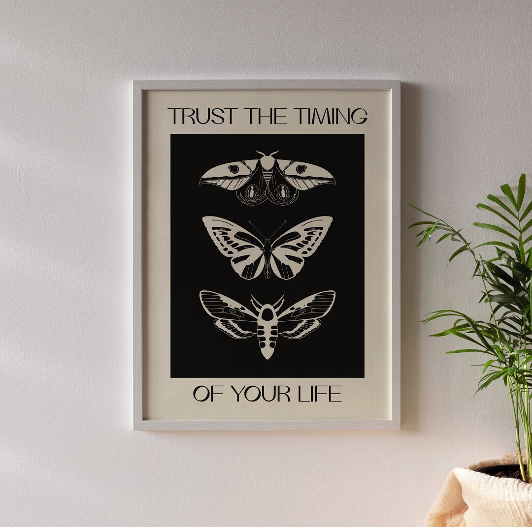 Butterfly 'trust the Timing' Art Vintage Print - Etsy