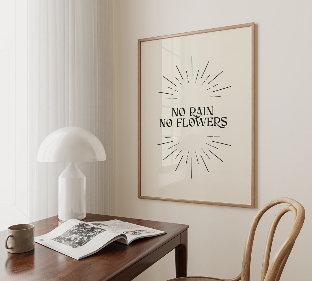 Quote 'no Rain, No Flowers' Poster | DIGITAL Retro Manifestation ...