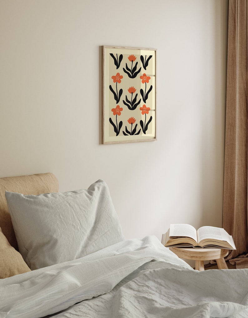 Windflower and Poppies Poster PRINTABLE Wavy Red Black - Etsy