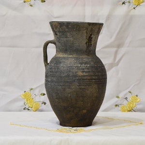 Large Black Ceramic Vase. Rustic Farmhouse Ceramic Pot. Wabi Sabi ...