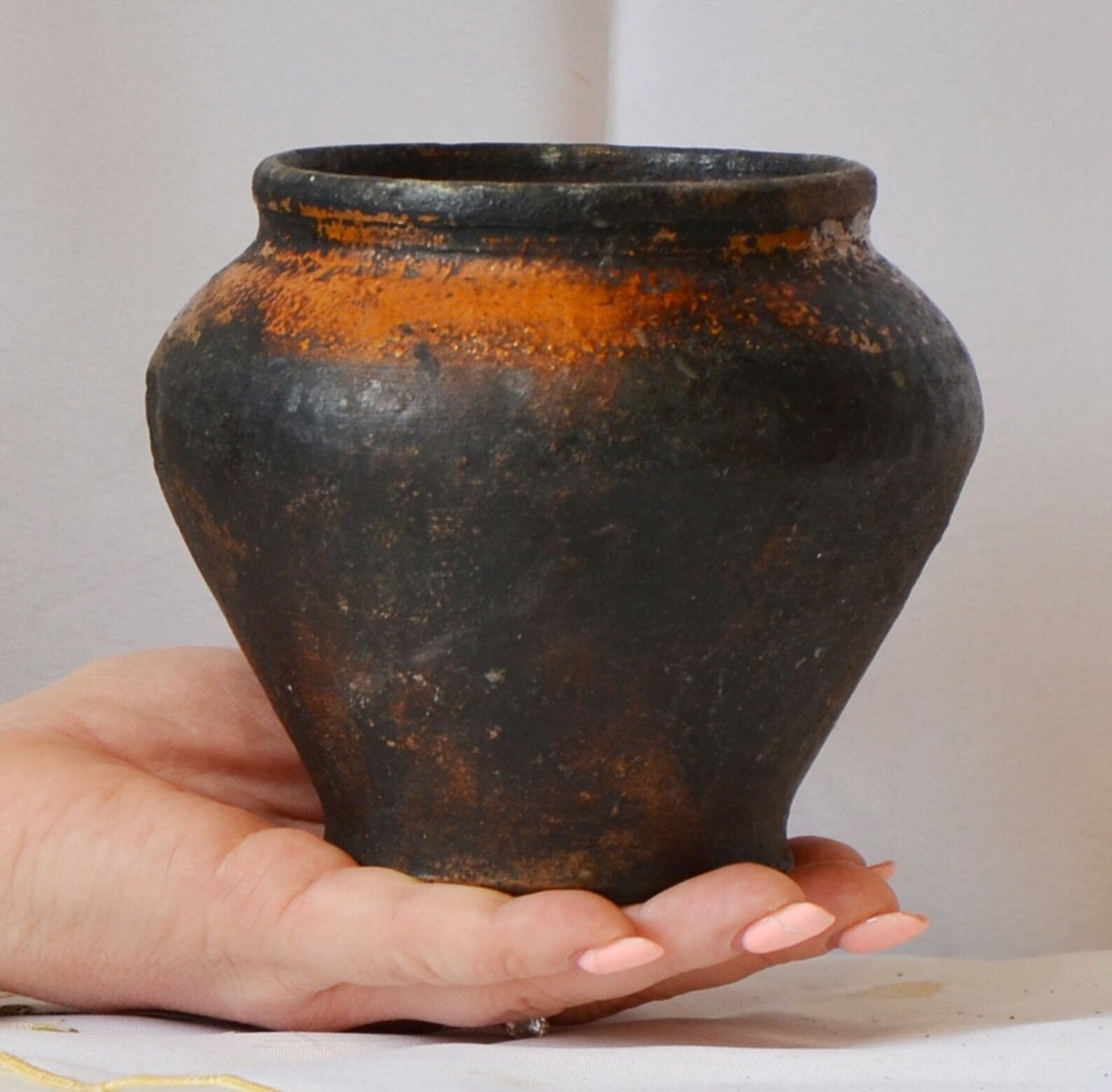 Black Small Pottery Bowl. Rustic Farmhouse Black Clay Vessel. - Etsy
