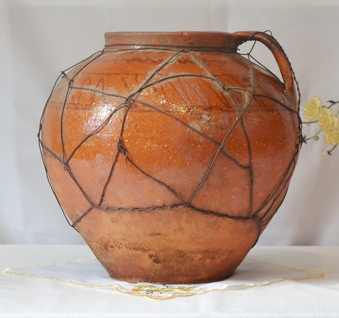 Very Large Rustic Terracotta Clay Pot. Wabi Sabi Pottery Primitive ...